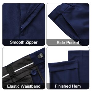 MAGE MALE Men's 3 Pieces Solid One Button Suit Elegant Slim Fit Single Breasted Party Tuxedo Blazer Vest Pants Set Navy Blue