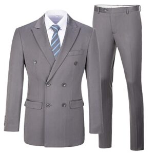 mens suit slim fit 3 piece gray dress wedding tuxedo pinstripe suits for mens jacket blazer vest pants,xxl