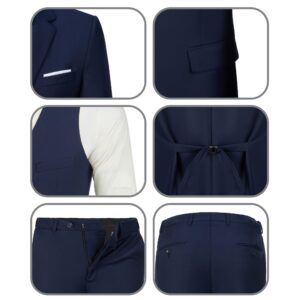 Mens Suits 3 Piece Formal Dress Suit Slim Fit Tuxedo Wedding Dresswear Business Prom Jacket Vest Pants Set Size S Blue