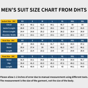 Mens Suits 3 Piece Formal Dress Suit Slim Fit Tuxedo Wedding Dresswear Business Prom Jacket Vest Pants Set Size S Blue