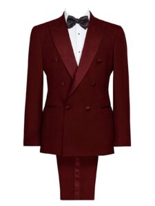 wemaliyzd men's 2 pieces regular fit tux suit double breasted blazer pants fz017-bt(wine red,52r)