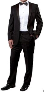 new mens 5 piece (5pc) complete single breasted black tuxedo suit, 44 regular