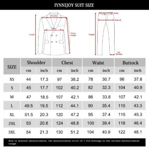 Iynnijoy Mens Plaid Suit Double Breasted Slim Fit 2-Piece Formal Jacket Tux Pants for Prom Wedding Party Brown