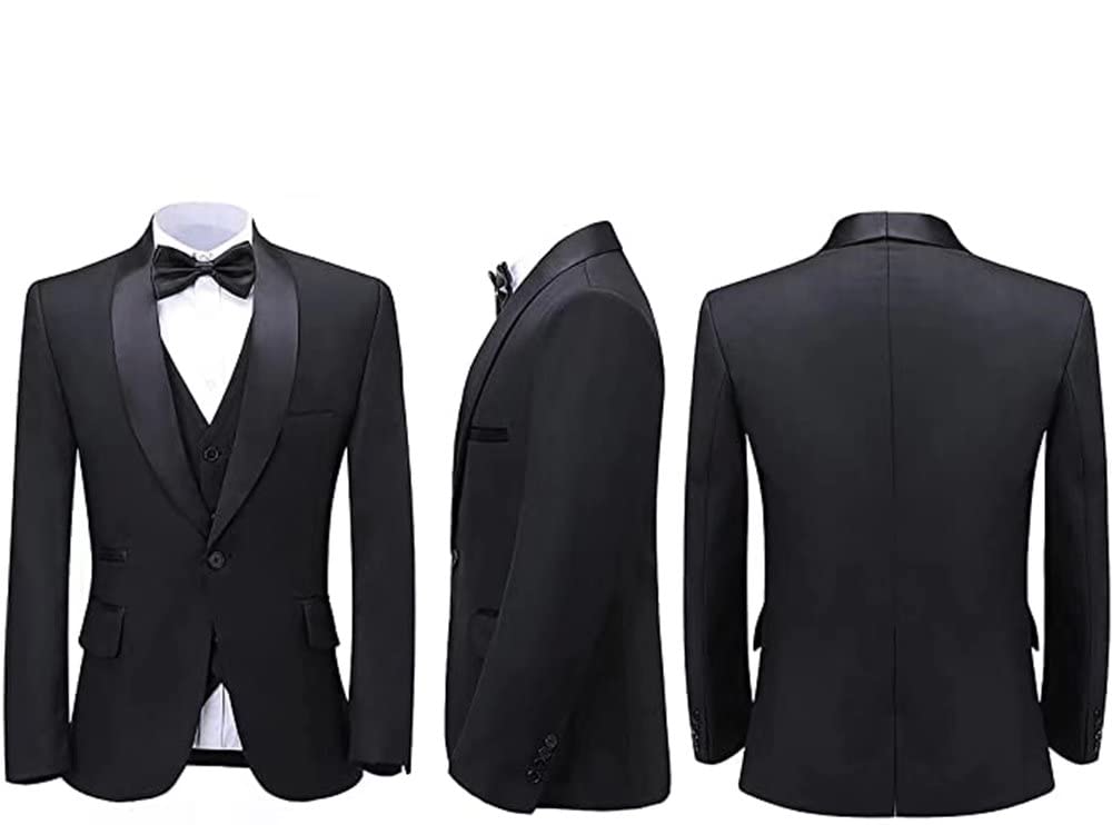 Men's Slim Fit 3 Piece Suit One Button Business Wedding Prom Suits Blazer Tux Vest & Trousers Royal Blue 6XL