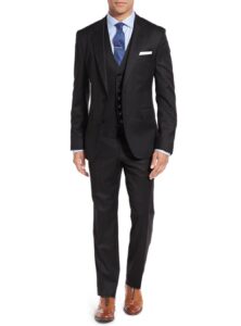 salvatore exte men's 3 piece 2 button vested suit set blazer pant plus tux vest (40 short us / 50s eu/w 34", black)