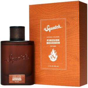 dr. squatch fireside bourbon cologne - natural cedarwood, clove, and patchouli fragrance inspired by wood barrel bourbon bar soap