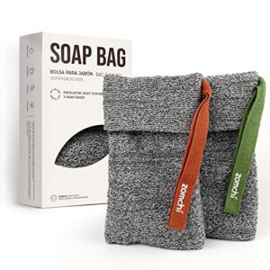 zomchi 2 pieces soap bags, soap savers for bar soap for deep exfoliating,soap sock for use in shower