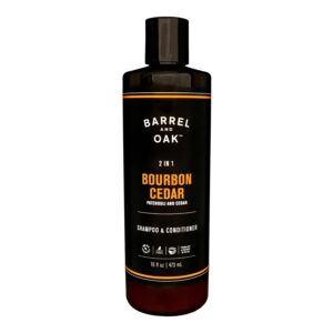 barrel and oak - 2-in-1 shampoo & conditioner, men's shampoo & conditioner set, hair care for men, cleanses hair & scalp, natural moisturizer, essential oil-based scent, vegan (bourbon cedar, 16 oz)