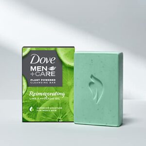 DOVE MEN + CARE Plant-Powered Natural Essential Oil Bar Soap Reinvigorating Lime + Avocado Oil to Clean and Hydrate Mens Skin 4-in-1 Bar Soap for Men's Body, Hair, Face and Shave. 5 oz