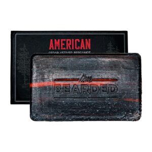 Live Bearded: All-Natural Bar Soap For Men, 3-Pack of 3 5 oz. Bars, Made in the USA - Exfoliates, Moisturizes - Bamboo, Charcoal, Pumice, Coconut, Avocado, and Argan Oils - American Scent