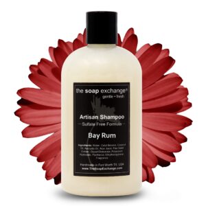 the soap exchange hair shampoo - bay rum scent - hand crafted 12 fl oz / 354 ml natural artisan hair care, gentle, sulfate & paraben free, cleanse, moisturize, & protect. made in the usa.