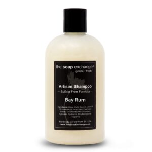 The Soap Exchange Hair Shampoo - Bay Rum Scent - Hand Crafted 12 fl oz / 354 ml Natural Artisan Hair Care, Gentle, Sulfate & Paraben Free, Cleanse, Moisturize, & Protect. Made in the USA.