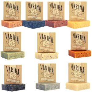 varina natural mens 2 variety bar soap - gentle cleansing for sensitive skin, earthy scents - 10 pack - experience healthy and glowing skin