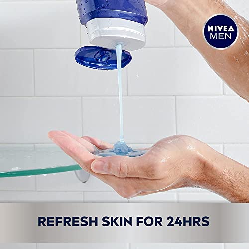 Nivea Men Cool Body Wash with Icy Menthol, Scented Body Wash for Men, Free of Parabens, Phthalates and Microplastic Particles, 3 Pack of 16.9 Fl Oz Bottles