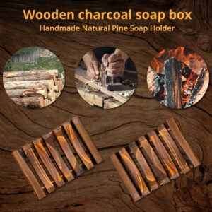 KUFUNG Soap Tray, Wooden Soap Dish, Soap Case Holder for Bathroom Shower Waterfall Drainer Kitchen, Keep Soap Dry & Easy to Clean