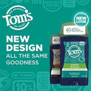 Tom's of Maine Antiperspirant Deodorant for Men, North Woods, 2.8 oz, Pack of 3 (Packaging May Vary)