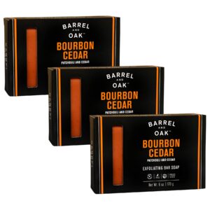 olivina men - exfoliating bar soap (bourbon cedar, 6 oz, 3-pack)