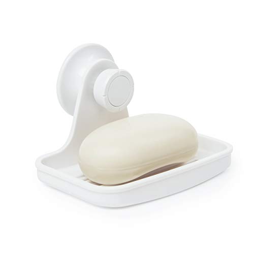 Umbra Flex Soap Dish with Patented Gel-Lock Technology Suction Cup, White