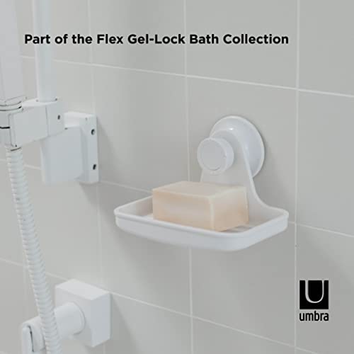 Umbra Flex Soap Dish with Patented Gel-Lock Technology Suction Cup, White