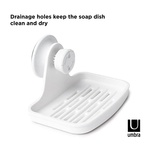 Umbra Flex Soap Dish with Patented Gel-Lock Technology Suction Cup, White