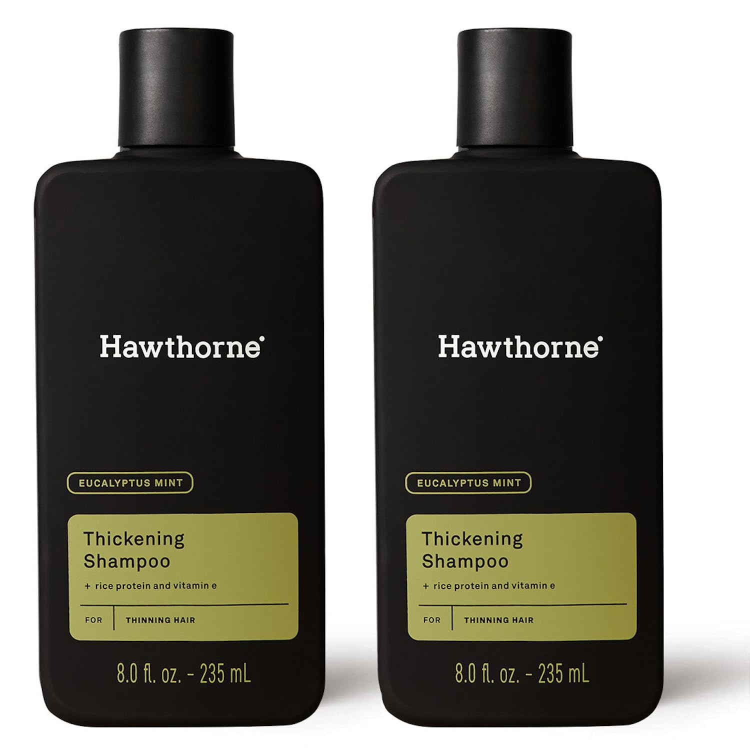 Hawthorne Men's Thickening Shampoo for Thinning Hair - Rice Protein & Vitamin E to Fight Hair Loss, Strengthens Hair Follicles to Reduce Breakage, Mint and Eucalyptus Scent. 8 fl. oz. 2-Pack.