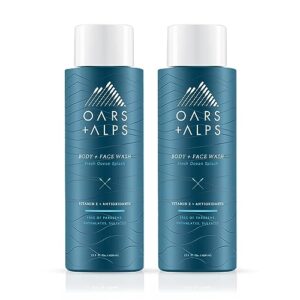 oars + alps men's moisturizing body and face wash, skin care infused with vitamin e and antioxidants, sulfate free, fresh ocean splash, 2 pack