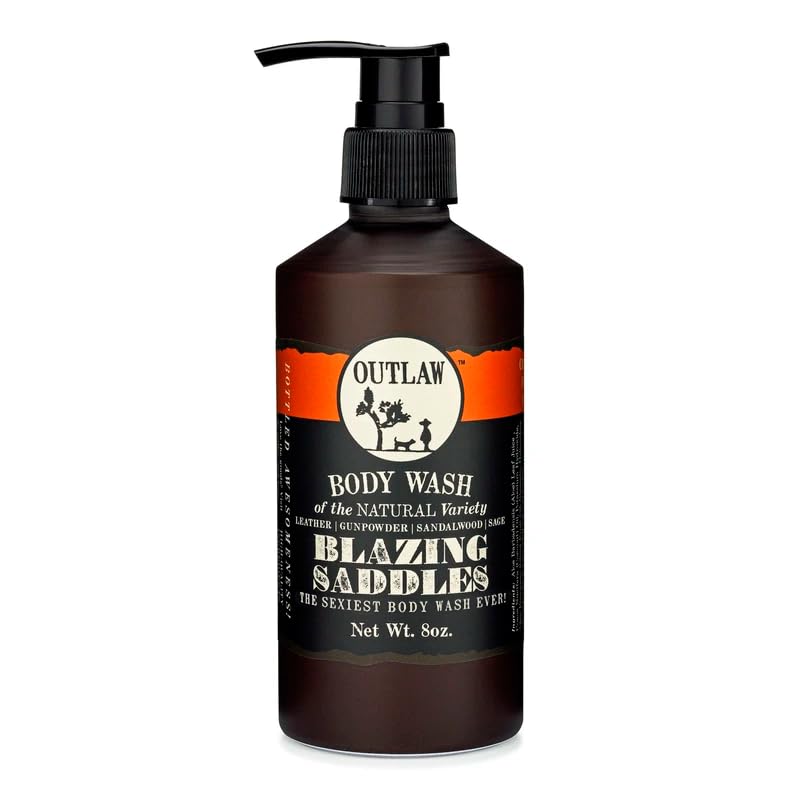 Blazing Saddles - The Sexiest Natural Body Wash Ever - Western Leather, Gunpowder, Sandalwood, and Sagebrush - Men's or Women's Body Wash - 8 fl. oz. - Outlaw