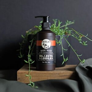 Blazing Saddles - The Sexiest Natural Body Wash Ever - Western Leather, Gunpowder, Sandalwood, and Sagebrush - Men's or Women's Body Wash - 8 fl. oz. - Outlaw