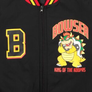 Nintendo Super Mario Bomber Jacket for Boys, Mario and Luigi Bomber Jacket (Bowser Black, Size 4)