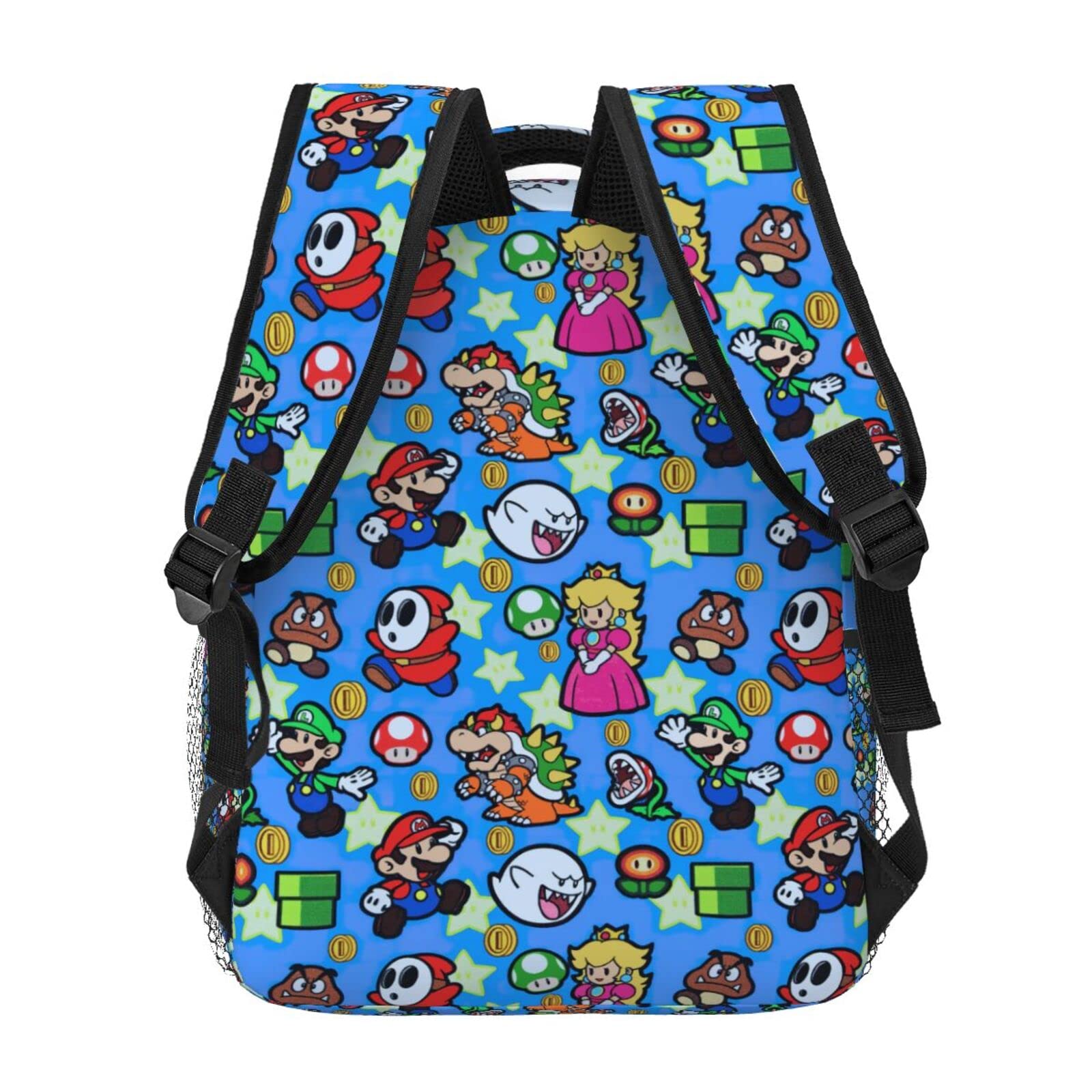 Dibhhui Teen 15.7Inch Cartoon Bros Backpack Lightweight Travel Casual Daypack 3D Printed Gaming Allover Character Bookbag Adjustable Shoulder Bag for Boys Girls Gift(Blue)