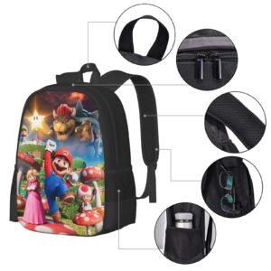 FNASFIA Super Cute Bros Backpack Pencil Case Lunch Bag 3 Piece Set Cartoon Backpack Boys And Girls' Backpack 3D Backpack