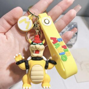 MARALICIA Keychain 3D Mario Friends Pendant Charm for Super Boys and Girls Keyring for Backpack,Handbag,Purse (Friend-Bowser)