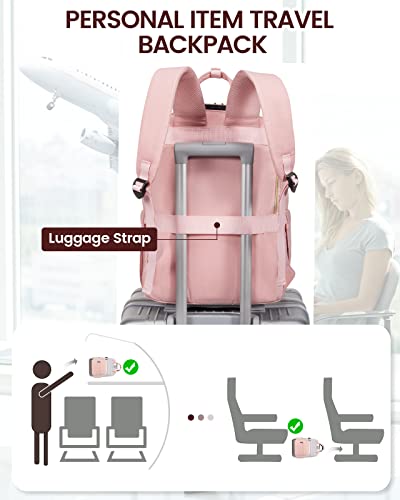 LOVEVOOK Laptop Backpack for Women, Fits 15.6 Inch Laptop Bag, Fashion Travel Work Anti-theft Bag, Business Computer Waterproof Backpack Purse, University Backpacks, Grey-Pink-Grey