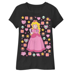 nintendo girl's peachtone t-shirt, black, large