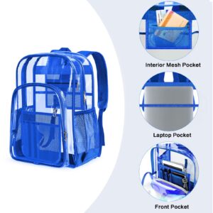 PAMANO Clear Backpack Transparent Heavy Duty See Through Bag for College Work Stadium Concert Travel Security, Blue