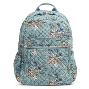 vera bradley women's cotton campus backpack, sunlit garden sage - recycled cotton, one size