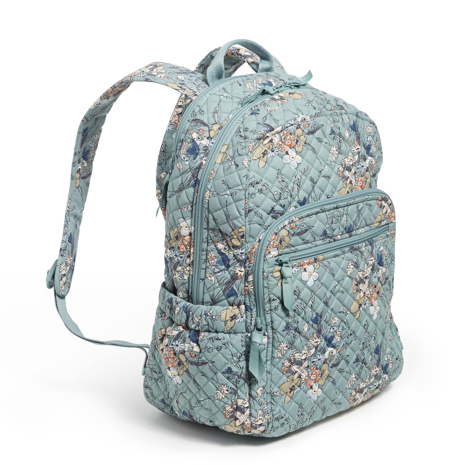 Vera Bradley Women's Cotton Campus Backpack, Sunlit Garden Sage - Recycled Cotton, One Size