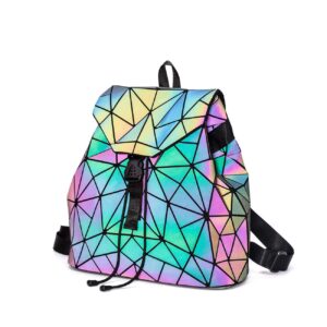 lorrantree geometric backpack luminous backpacks holographic reflective bag lumikay bags irredescent rucksack rainbow 01