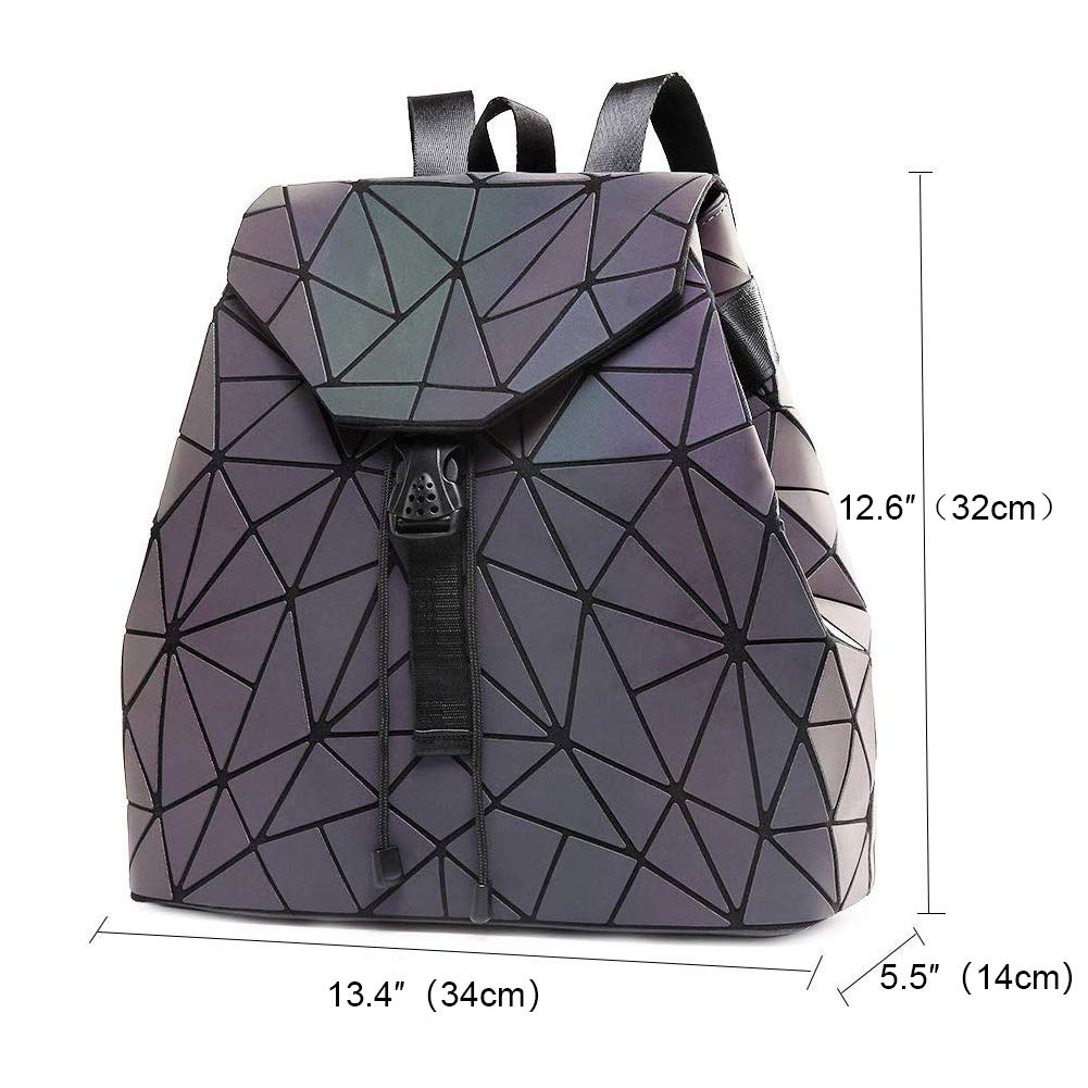 LorranTree Geometric Backpack Luminous Backpacks Holographic Reflective Bag Lumikay Bags Irredescent Rucksack Rainbow 01