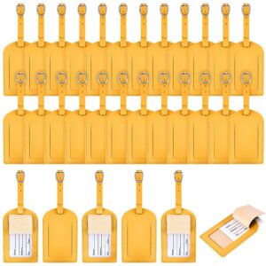 30 pieces leather luggage tag suitcase tags women identifiers travel tags for luggage travel backpack bag wedding favors women men adults kids bulk (yellow)