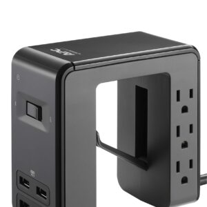 APC Desk Mount Power Station PE6U4, U-Shaped Surge Protector with USB Ports (4), Desk Clamp, 6 Outlet, 1080 Joules Black