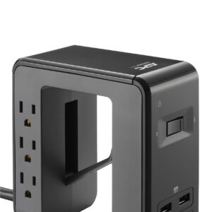 APC Desk Mount Power Station PE6U4, U-Shaped Surge Protector with USB Ports (4), Desk Clamp, 6 Outlet, 1080 Joules Black