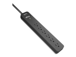 apc 6-outlet surge protector power strip, pe63, 540 joule black