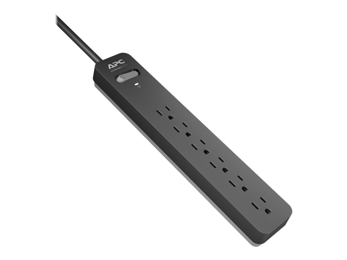 APC 6-Outlet Surge Protector Power Strip, PE63, 540 Joule Black