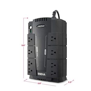 CyberPower CP550SLG Standby UPS System, 550VA/330W, 8 Outlets, Compact