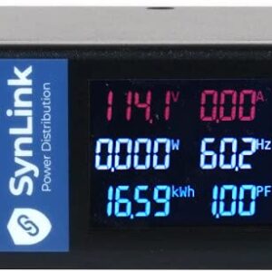 Synaccess SP-1001D SynLink Monitored 1U PDU (Non-SWITCHABLE OUTLETS) 120V/20A, 8 Outlets NEMA5-20R - 1% Accurate Energy Meter KWH (8) - Access Via Web App, SSH, Serial, HTTP(S) API