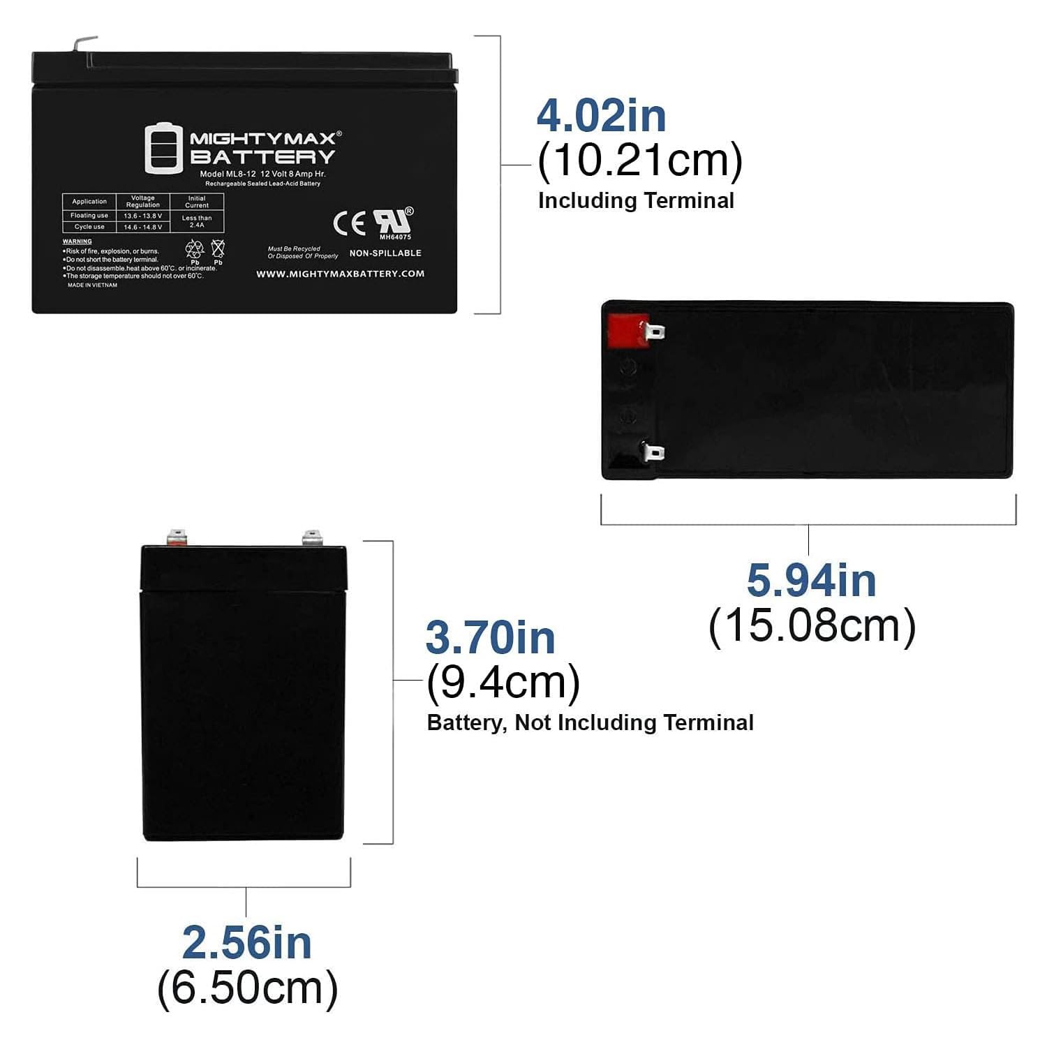 Mighty Max Battery ML8-12 - 12V 8AH Replacement for APC Back-UPS ES 750 UPS Battery