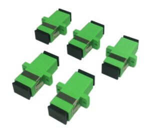 cerrxian sc singlemode fiber optic adapter sc female to sc female apc simplex single mode fiber optical coupler network internet connector adapter with mount panel (green 5-pack)