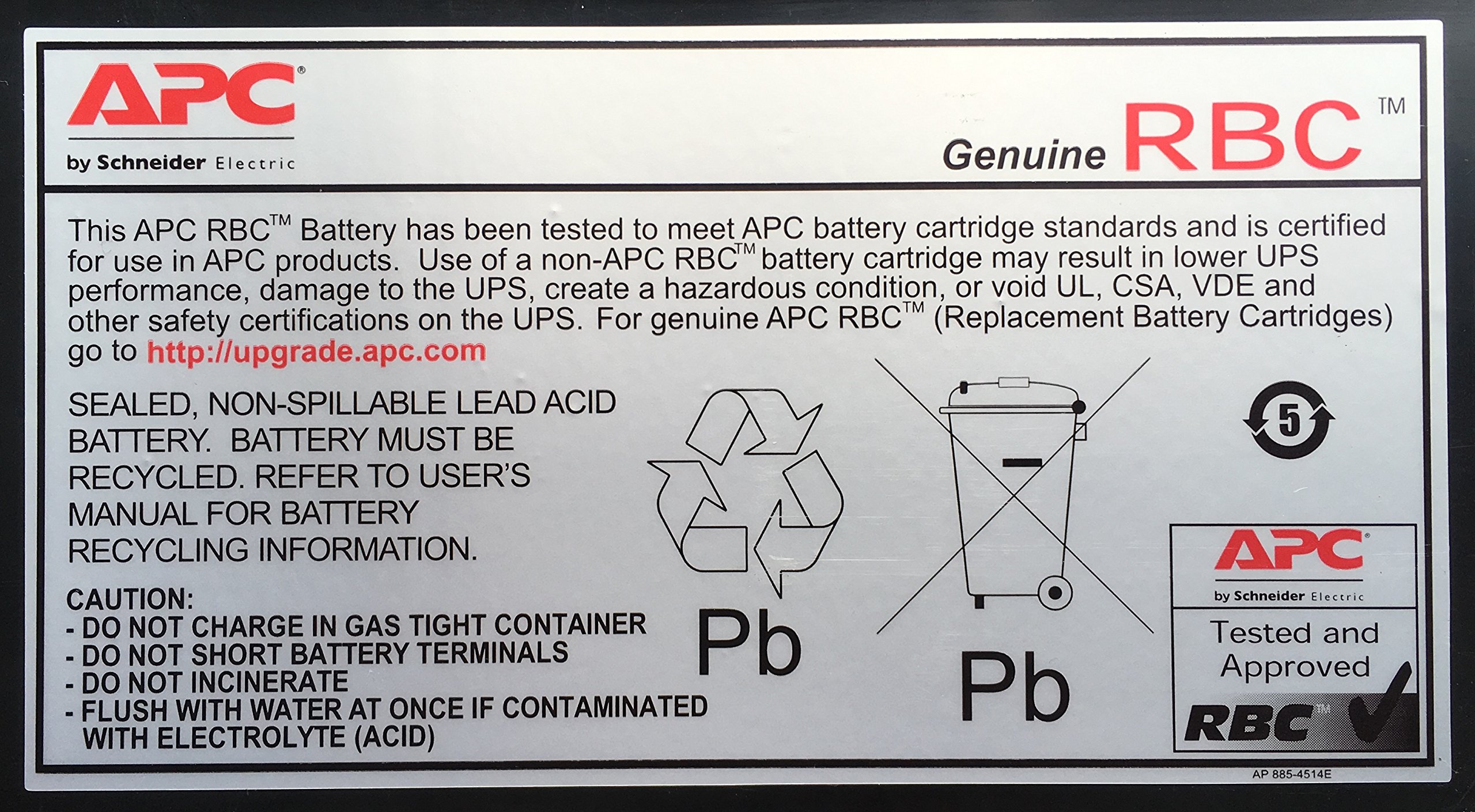 APC UPS Battery Replacement, RBC18, for APC Smart-UPS Models SC250RM1U, SC450RM1U and select others, Black