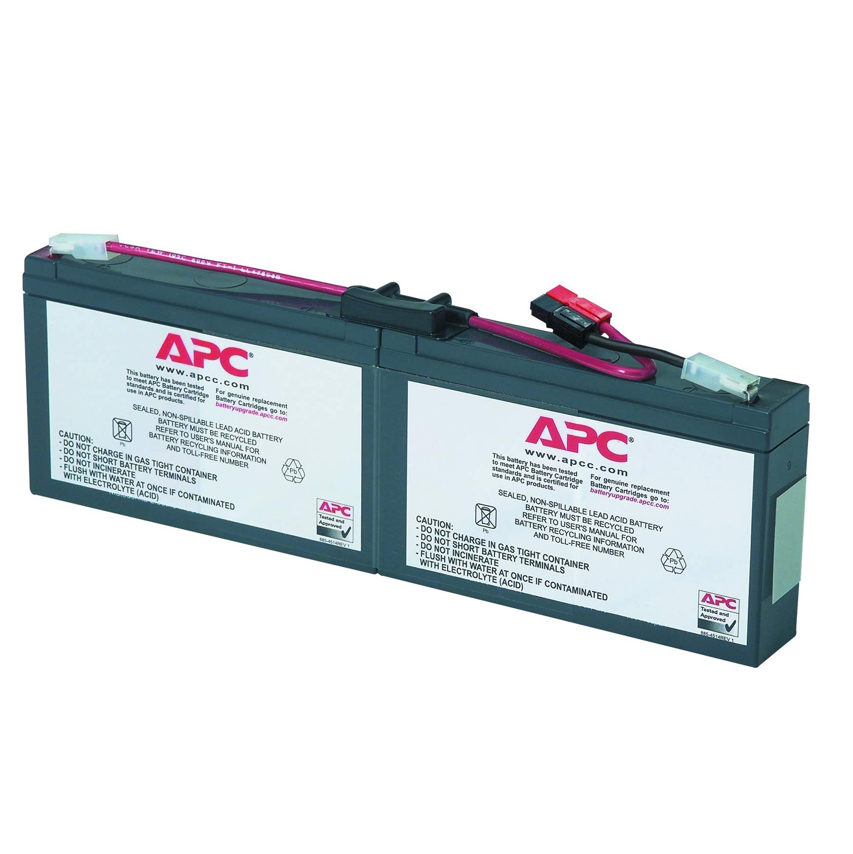 APC UPS Battery Replacement, RBC18, for APC Smart-UPS Models SC250RM1U, SC450RM1U and select others, Black